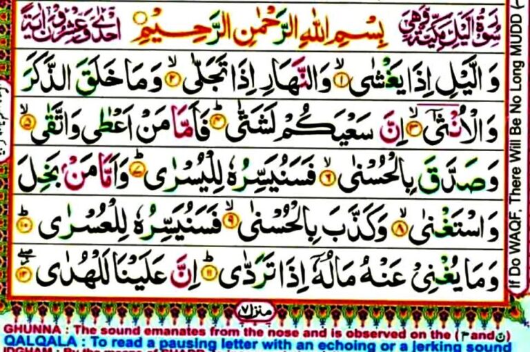 Surat Al Lail Arab, Latin and Terjemah Bahasa Indonesia