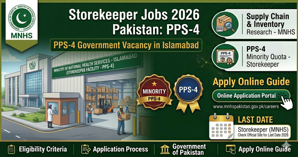 Storekeeper Jobs 2026 Pakistan Ministry of National Health Services ...