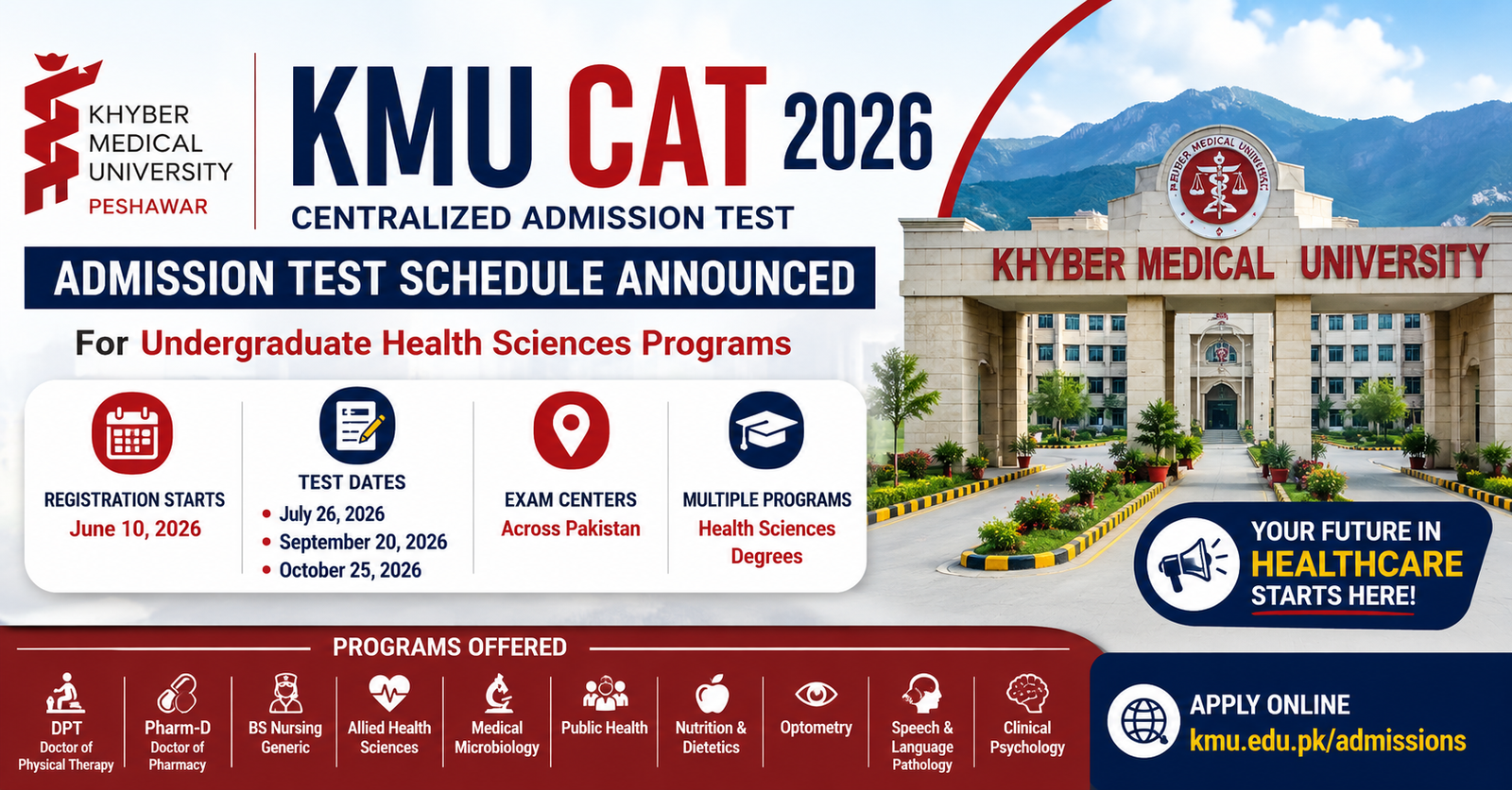 KMU CAT 2026 Centralized Admission Test: Complete Schedule ...